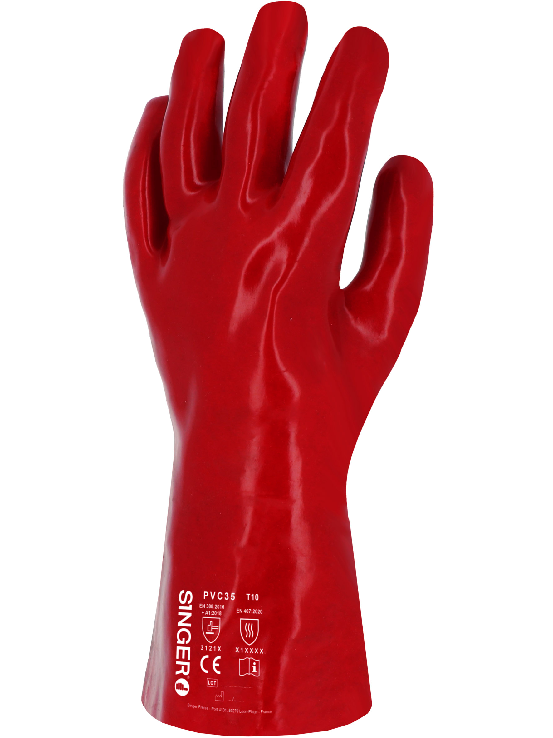 Article - Gants de protection en PVC sur support coton. 350 mm.